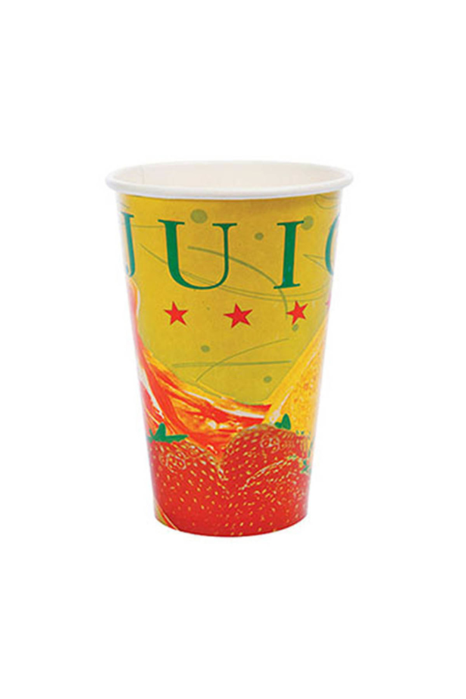 Roll-Up Karton Bardak 12oz Soğuk İçecek Meyve Desenli 50li
